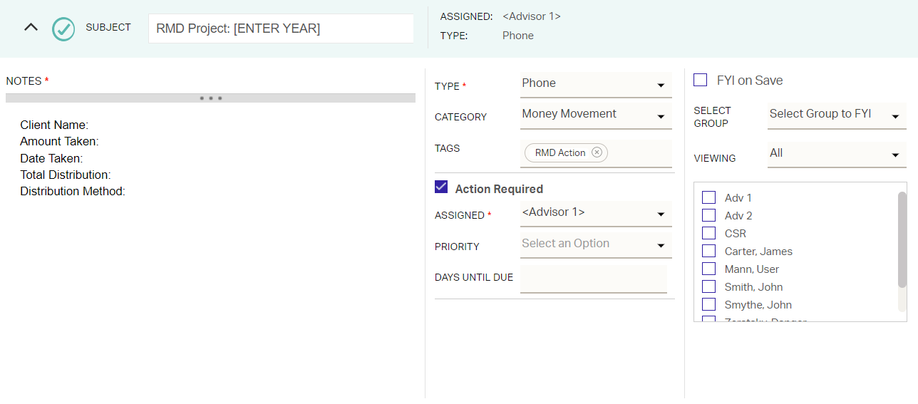 Tracking RMD-Related Information